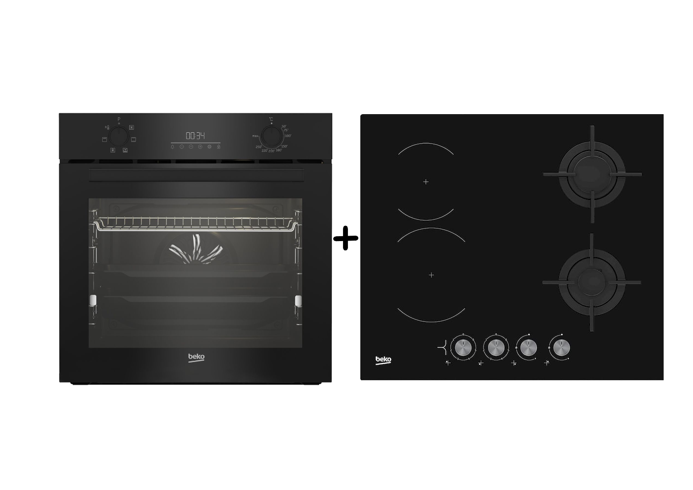 Фурна+плотна за вградување BEKO BBSE 17350 BD, 72L, 6F, A