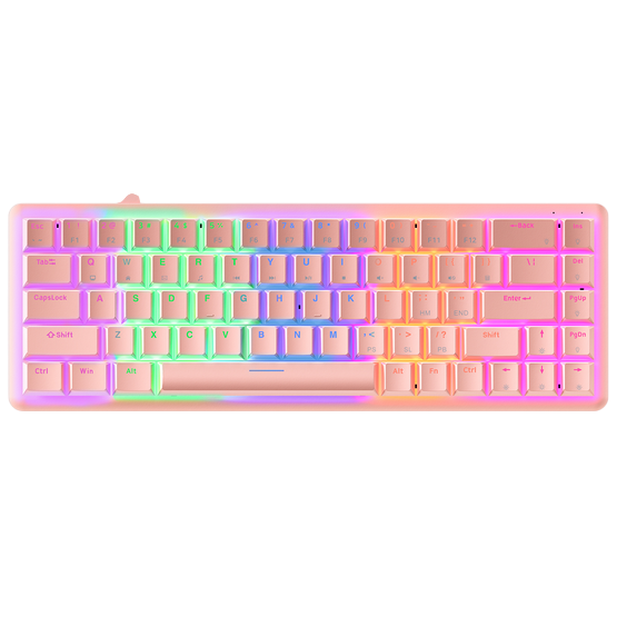 Gaming Keyboard Rampage Rebel Low Profile Mechanical Red Switches RGB Pink